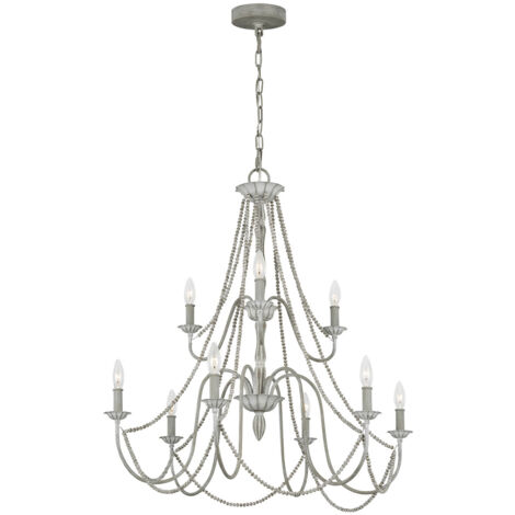 Elstead Maryville Feiss 9 Light Chandelier Washed Grey