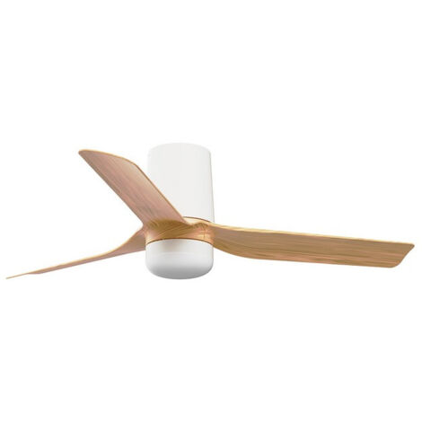 Faro Mini Punt Tub Small Led White, Light Wood DC Ceiling Fan 6 Speed