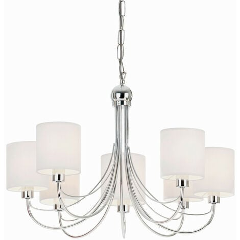 Endon Phantom - 7 Light Multi Arm Chandelier Chrome & White Tc Fabric ...