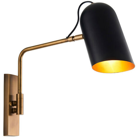 Task Wall Lamp Antique Solid Brass, Matt Black