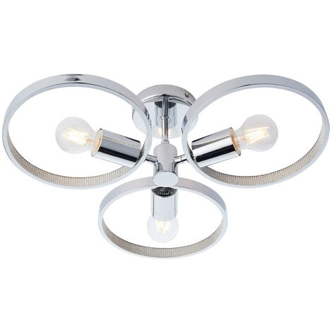 Endon Merola Contemporary Designer Crystal LED 3 Ring Semi Flush ...