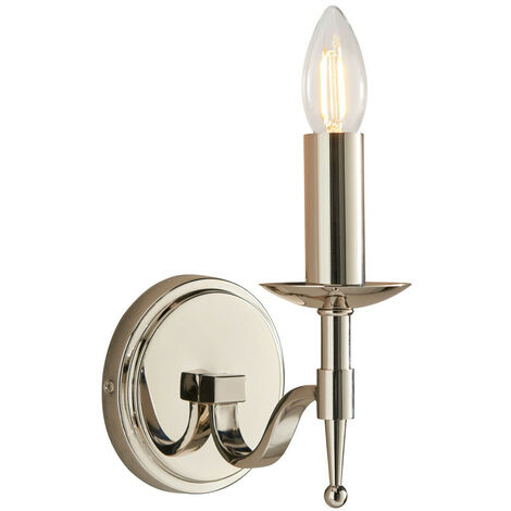 Interiors - 1 Light Indoor Candle Wall Light Polished Nickel Plate, E14