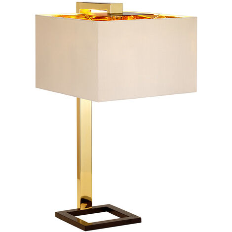 Elstead Plein - 1 Light Table Lamp - Dark Brown, Polished Gold Finish, E27