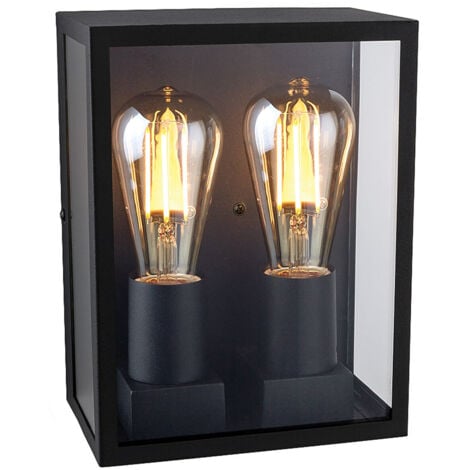 Firstlight Houston Outdoor Flush Box Wall Light Black IP44, E27