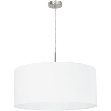 Eglo Pasteri - 1 Light Ceiling Pendant Satin Nickel with White Fabric ...