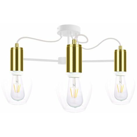 Keter Maya Multi Arm Semi Flush Ceiling Light White, Gold, 60cm, 3x E27