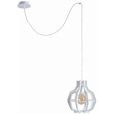 Keter Bento Wire Frame Pendant Ceiling Light White, 28cm, 1x E27, 200cm ...