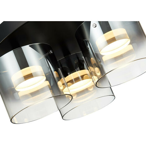 Spring Contemporary LED Shade Cluster Ceiling 5 Light Black, Glass 3000K