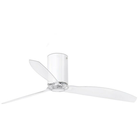 Faro MINI TUBE - Shiny White, Transparent Ceiling Fan With DC Motor ...