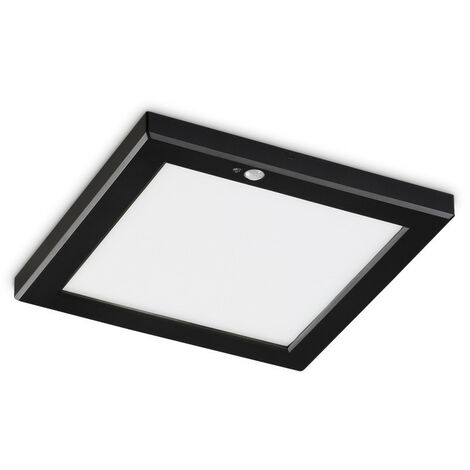 Ideal Lux AURA Square LED Recessed Downlight Black, Motion Sensor ...