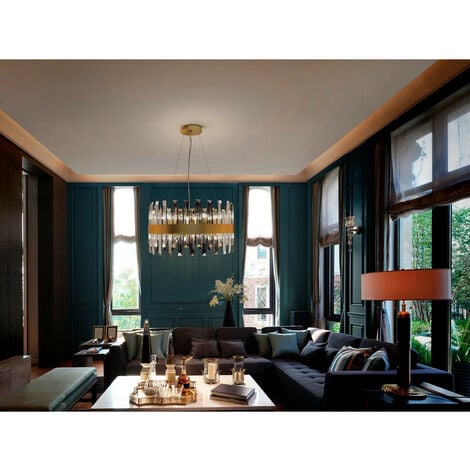 Schuller Grace 14 Light Pendant Ceiling Light Brushed Gold, Transparent, G9