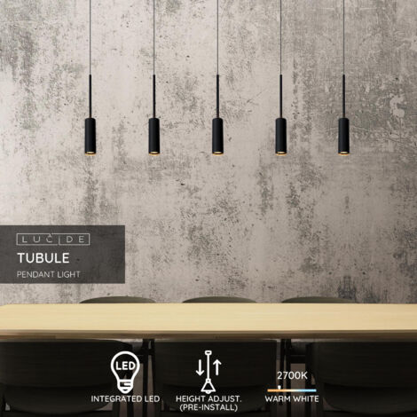 Lucide TUBULE - Bar Pendant Light - LED - 5x7W 2700K - Black
