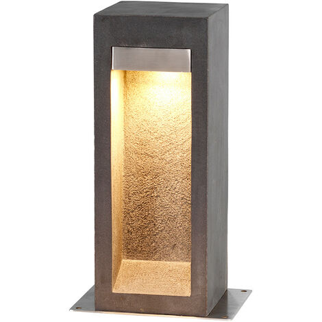 Elstead Parkstone Outdoor Pedestal Light Basalt Stone with Stainless ...