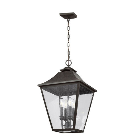 Elstead Feiss Galena Outdoor Pendant Ceiling Light Sable, IP44