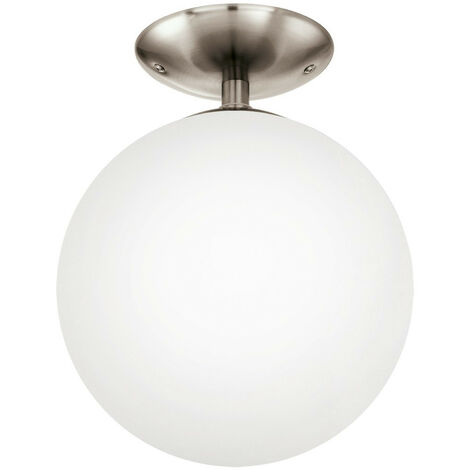 Eglo Rondo - 1 Light Semi Flush Globe Ceiling Light Satin Nickel, E27