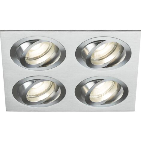 Knightsbridge Ambar Quad Tilt Square Downlight Brushed Chrome - AMA4TSBC