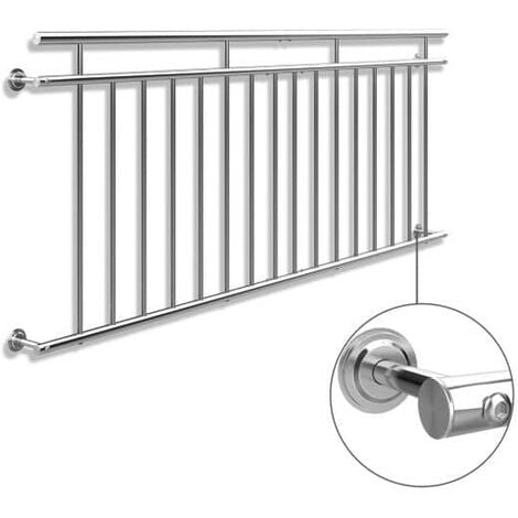 Balustrade de balcon, 225 cm X 90 cm en inox