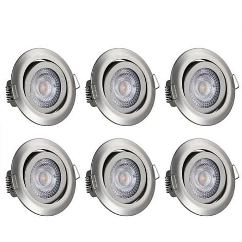 Ensemble de 6 Spots encastrables LED Pour plafond Argent de 5W