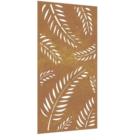 Plaque decorative murale en Corten pour jardin motif grandes feuilles ...