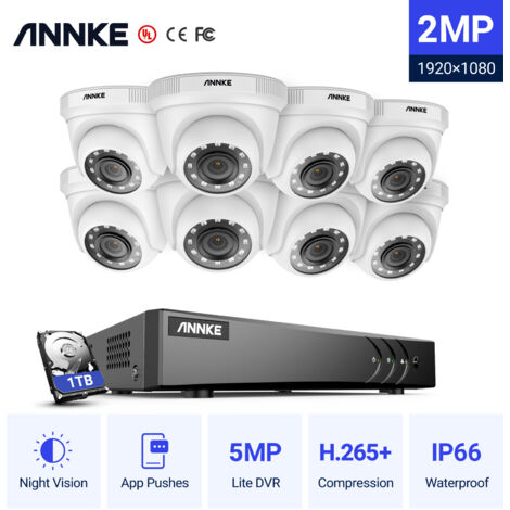 ANNKE 8CH KIT CCTV 3K DVR 81080P VISIÓN NOCTURNA INTELIGENTE IR SISTEMA ...