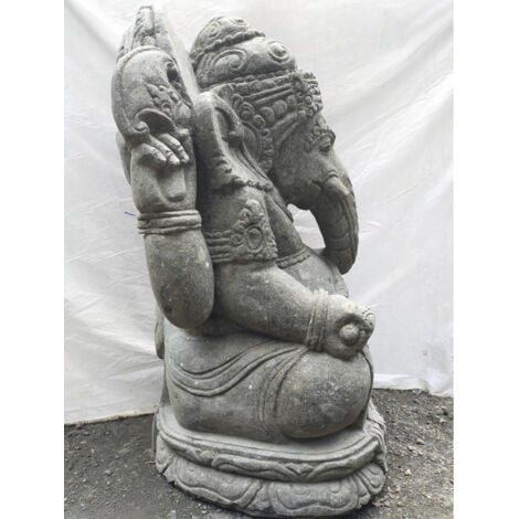 Statue de jardin en pierre ganesh extérieur 100 cm