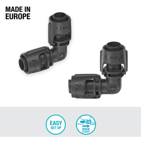 GARDENA Codo 13 mm para tubería flex (1/2") del sistema de riego por goteo de fácil instalación ...