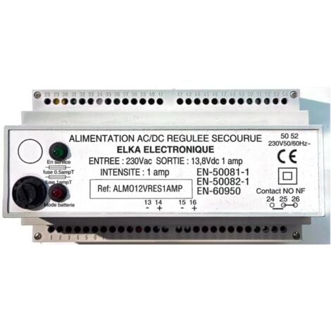 Elka ALM012VRES1AMP Alimentation AC/DC régulée secourue 230VAC