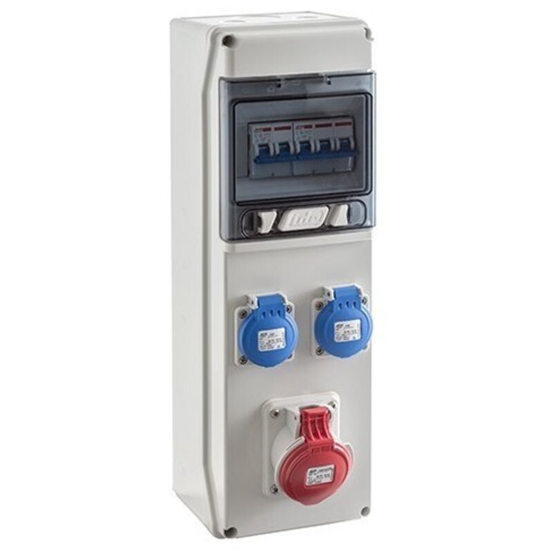 CUADRO OBRA 6 MODULOS 1 ENCHUFE CETAC 3+T 16 A.IP44 380 V+2 ENCHUFE ...