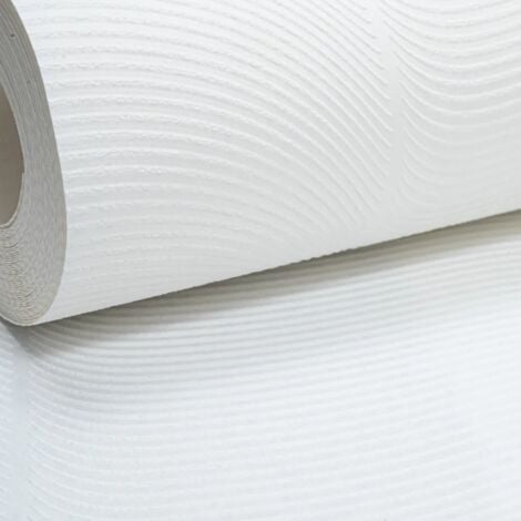 White Paintable Textured Wallpaper Plain Wave Effect Thick Paste The ...