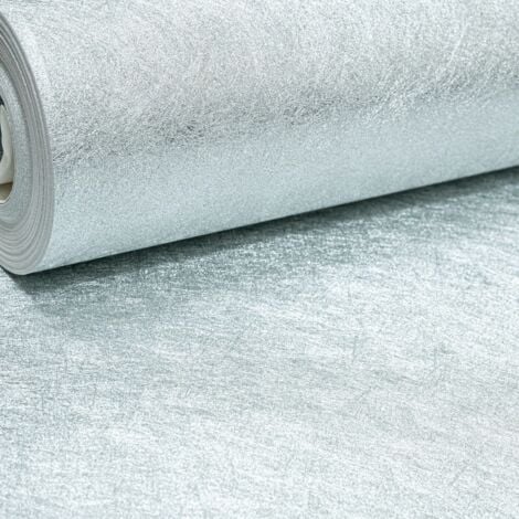 Plain Duckegg Silver Wallpaper Texture Metallic HeavyWeight Vinyl ...