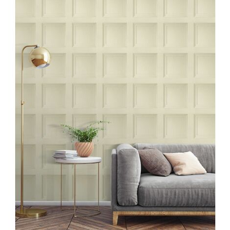 Decor Wood Panel 3D Effect Wooden Panelling Feature Modern Wallpaper Cream
