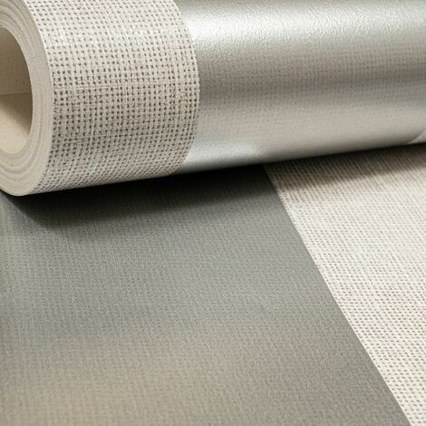 Darcy James Linen Effect Stripe Grey Silver Metallic Monotone Wallpaper