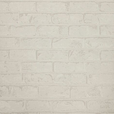 Rustic Pale Light Grey Brick Effect Neutral Textured Vinyl Grandeco ...