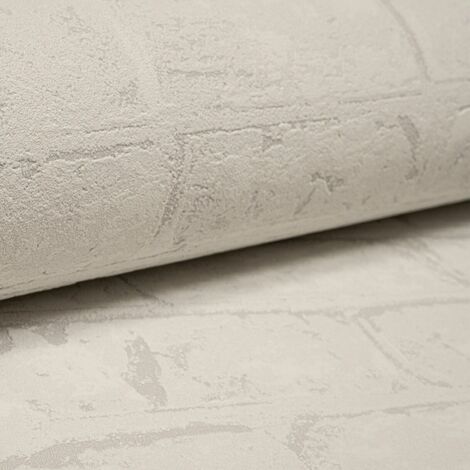 Rustic Pale Light Grey Brick Effect Neutral Textured Vinyl Grandeco ...