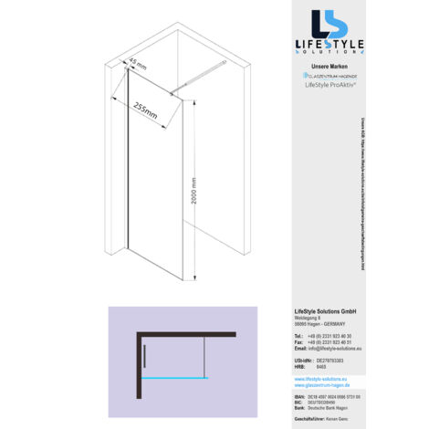Glaszentrum Hagen - (Type-GD] cabine de douche à l'italienne 30x200 cm ...