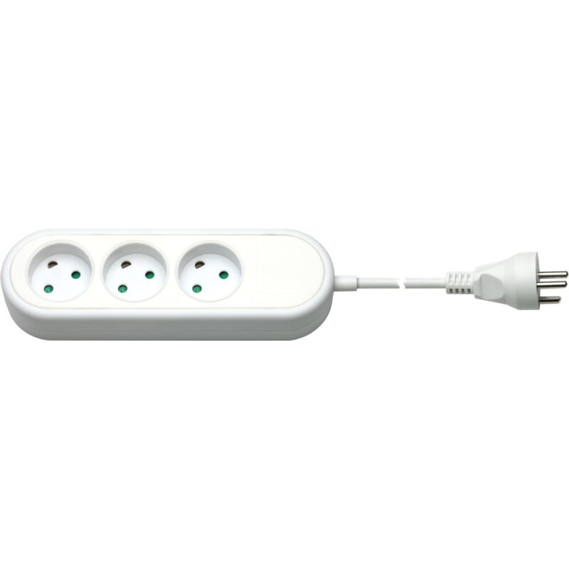 goobay 3-way power strip, 1.5 m, white - for connecting up to three ...