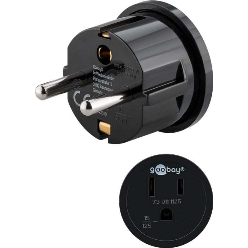 goobay Power adapter, black - US/Japanese female (Type B, NEMA 5-15, 3 ...