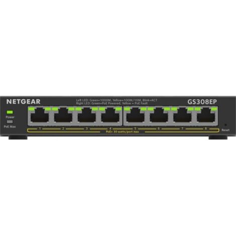 NETGEAR Netgear GS308EP 8 Port Gigabit PoE+ Smart Managed Plus Switch ...