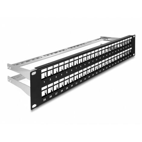 DeLOCK Delock 19' Keystone Patchpanel 48 Port mit Entlastungsschienen 2 HE schwarz (66878)