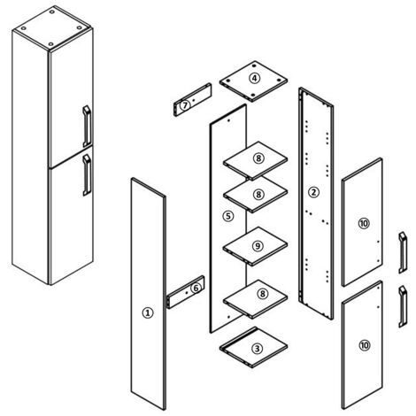 Aica Colonne de Salle de Bain Haute + 2 Porte, Compartiment,30 x 26.8 x ...