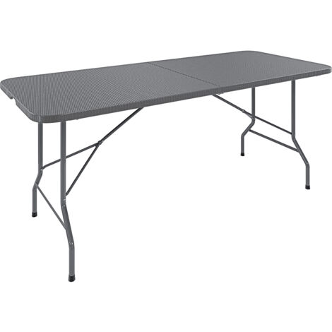 Acuna grey - Tavolino pieghevole in dura resina effetto rattan grigio ...