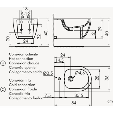Bidet sur pied en céramique Blanc brillant - Arc