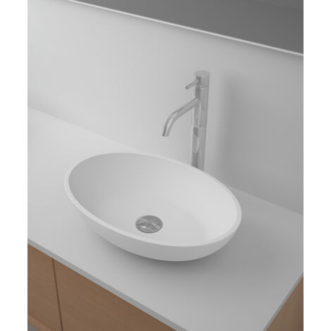 Vasque ovale à poser en solid surface Blanc mat - Tshikapa