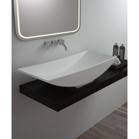 Vasque rectangulaire à poser en solid surface Blanc mat - Gamboma