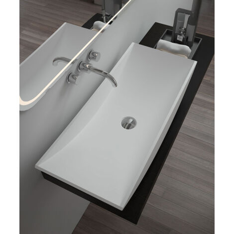 Vasque rectangulaire à poser en solid surface Blanc mat - Gamboma