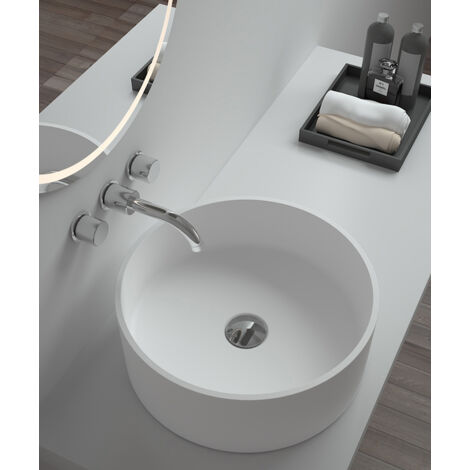 Vasque ronde à poser en solid surface Blanc mat - Makoua