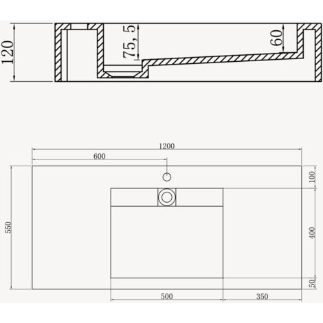 Lavabo rectangulaire suspendu en résine minérale Blanc mat - Kamoto