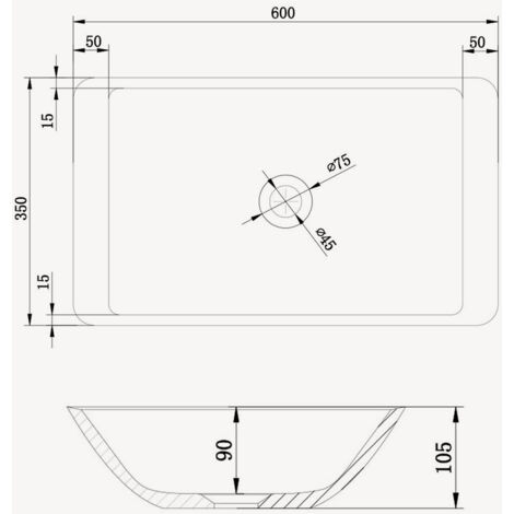 Vasque rectangulaire à poser en solid surface Blanc mat - Niari