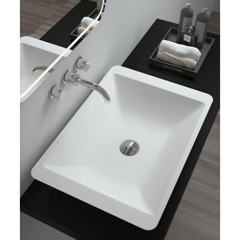 Vasque rectangulaire à poser en solid surface Blanc mat - Niari