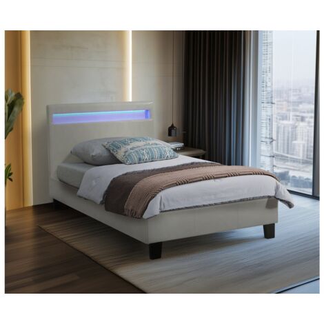 Bett mit LED "Maria" 90 x 190 cm - Weiß